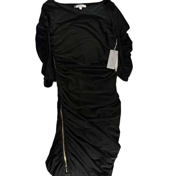 Jennifer Lopez | Dresses | Nwt Jennifer Lopez Ruched Black Midi ...